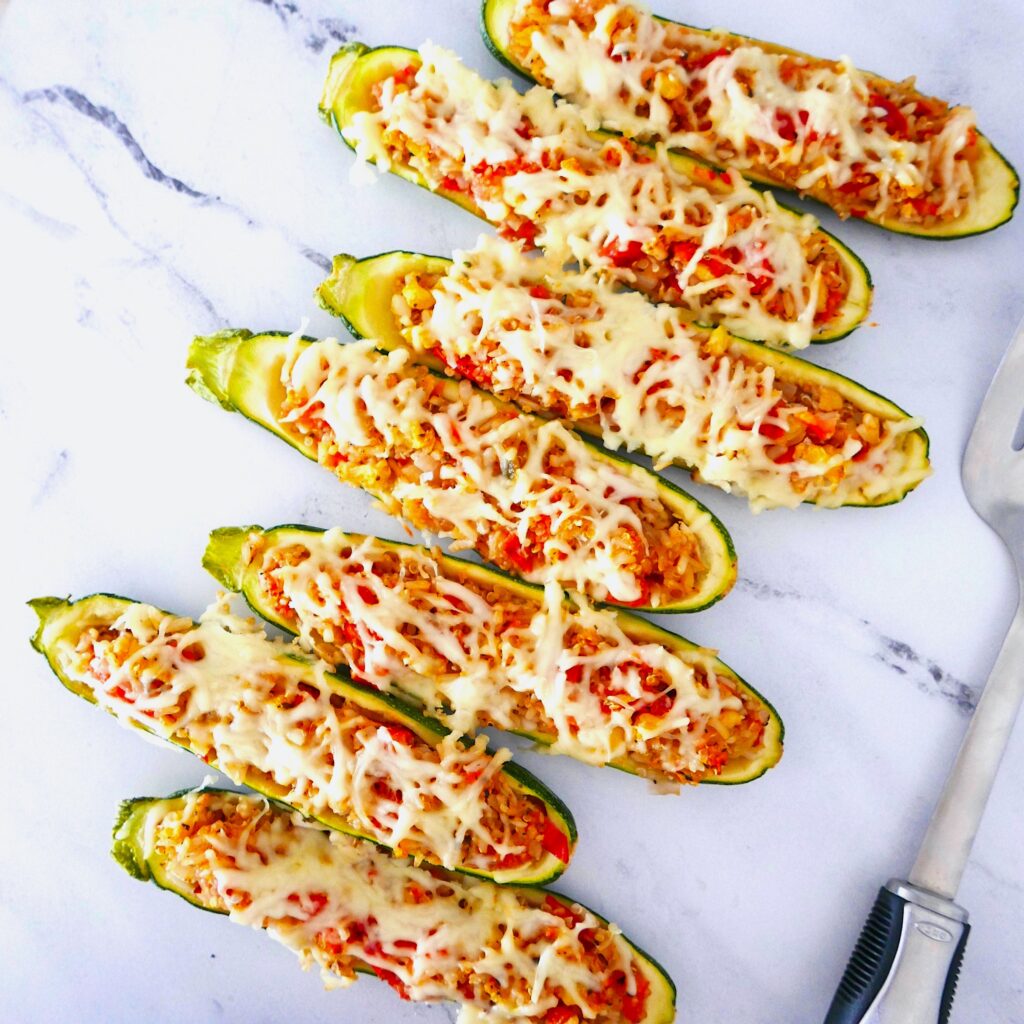 Rice Stuffed Zucchini Boats
