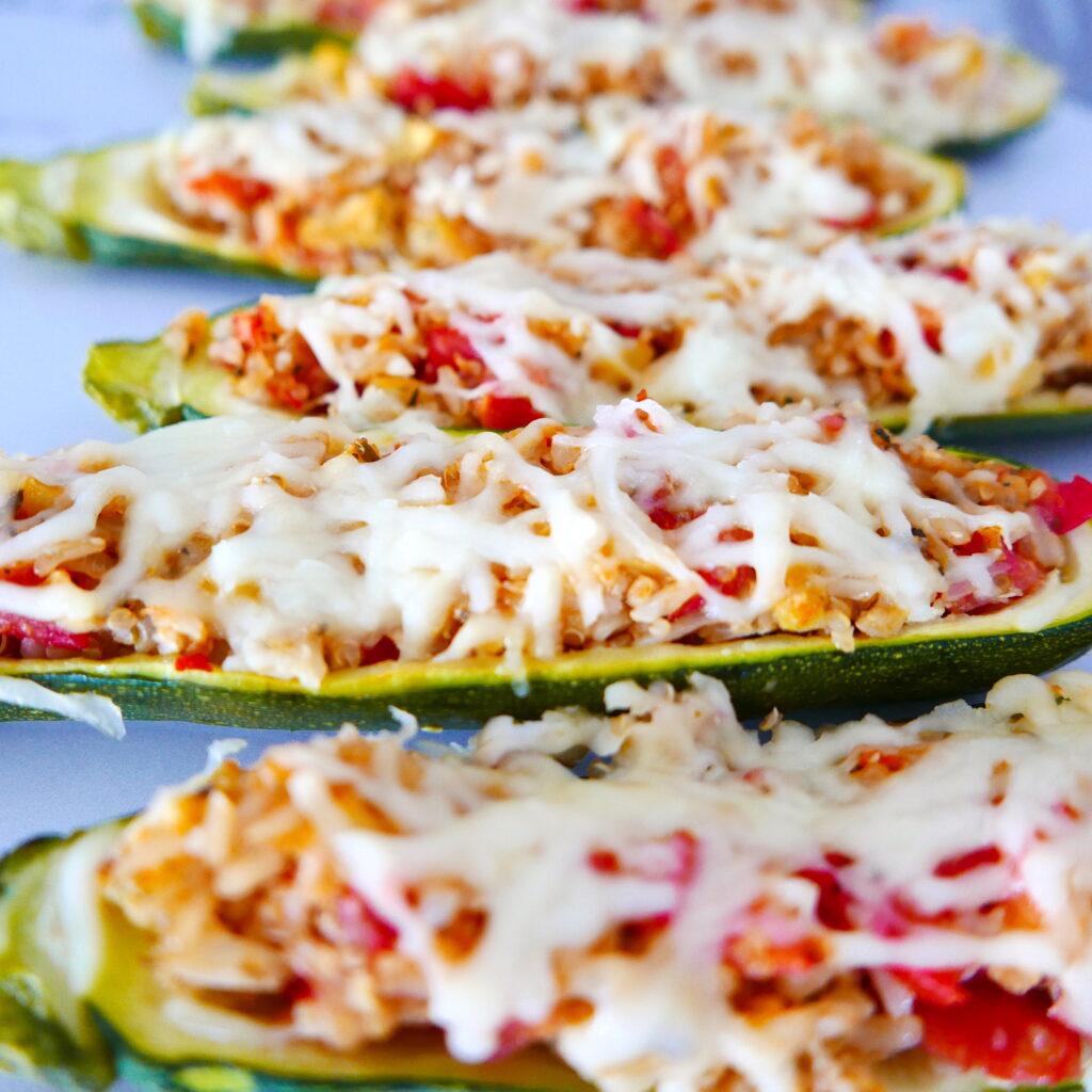 Rice Stuffed Zucchini Boats