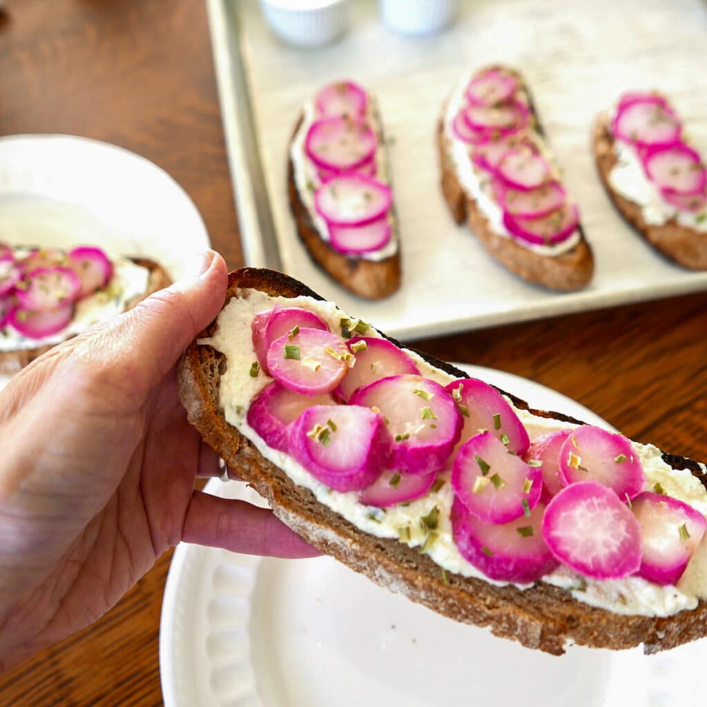 Herbed Ricotta and Roasted Radish Toasts - Gastronotherapy