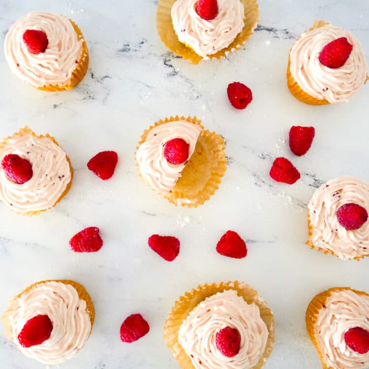 Almond Cupcakes with Raspberry Buttercream - Gastronotherapy
